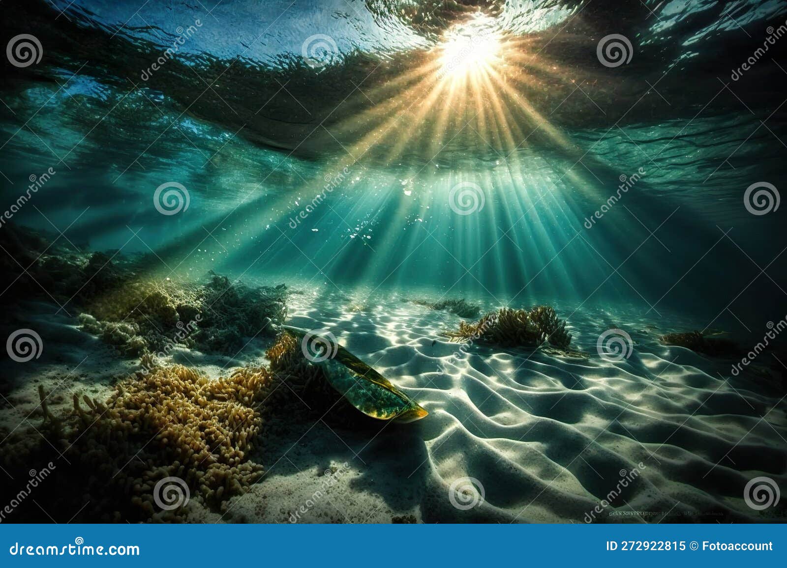 Sunbeams Underwater Photo Texture Underwater Landscape With Sun Rays ...