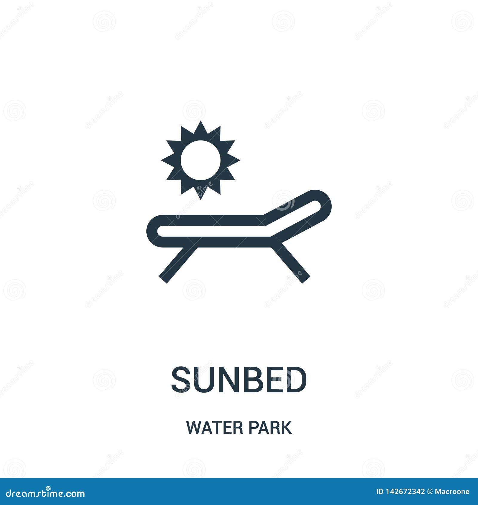 Sunbed Icon Vector from Water Park Collection. Thin Line Sunbed Outline ...