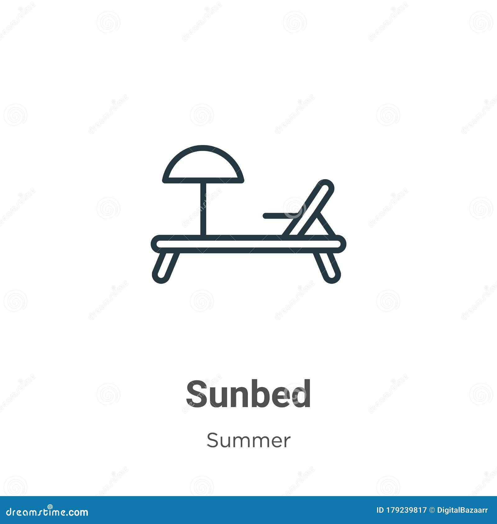 Sunbed Outline Vector Icon. Thin Line Black Sunbed Icon, Flat Vector ...
