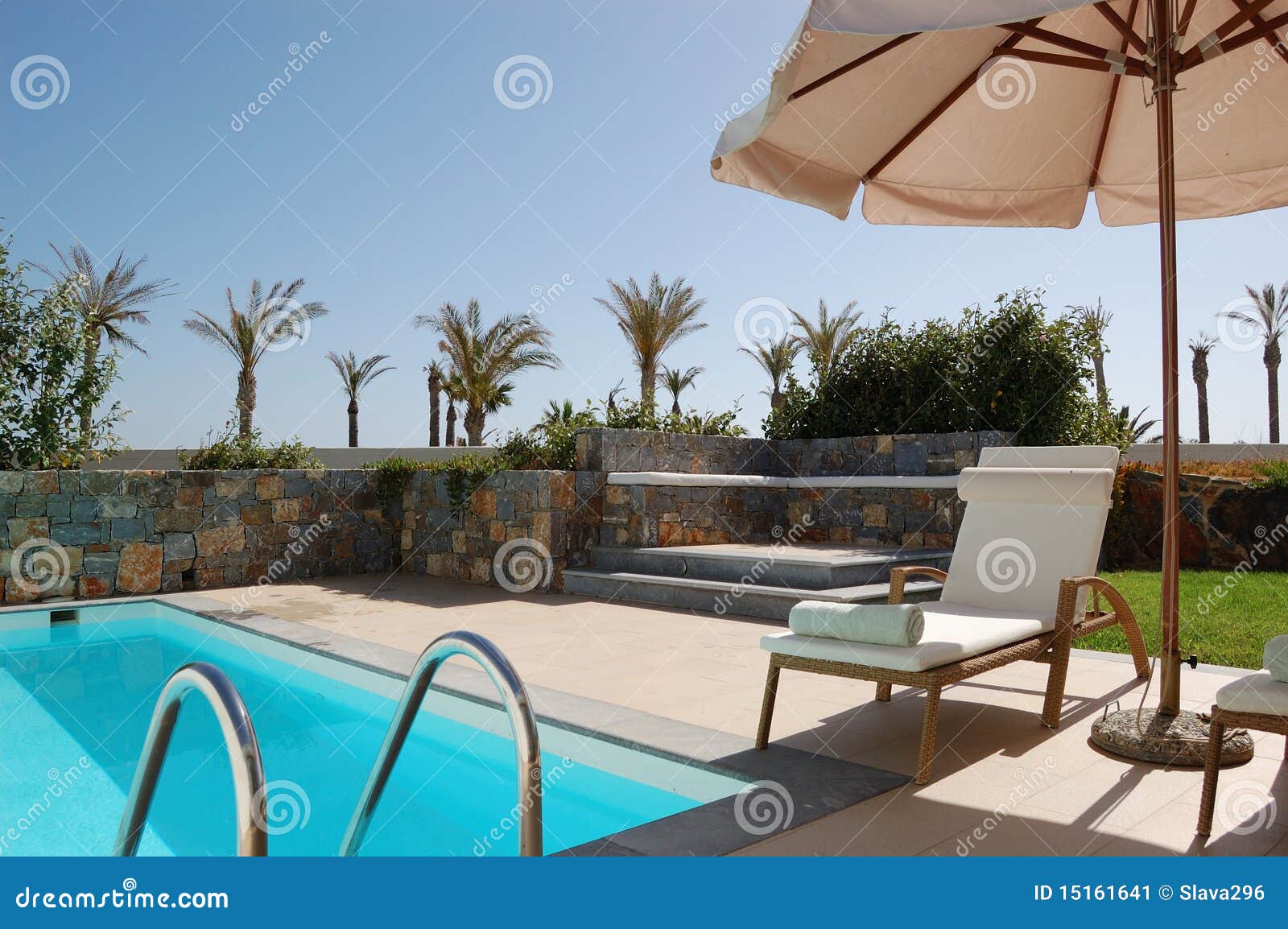 Sunbed and Swimming Pool at the Luxury Villa Stock Image - Image of ...