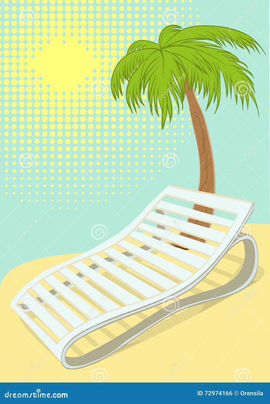Sunbed Under Palm Tree on Tropical Beach Stock Vector - Illustration of ...