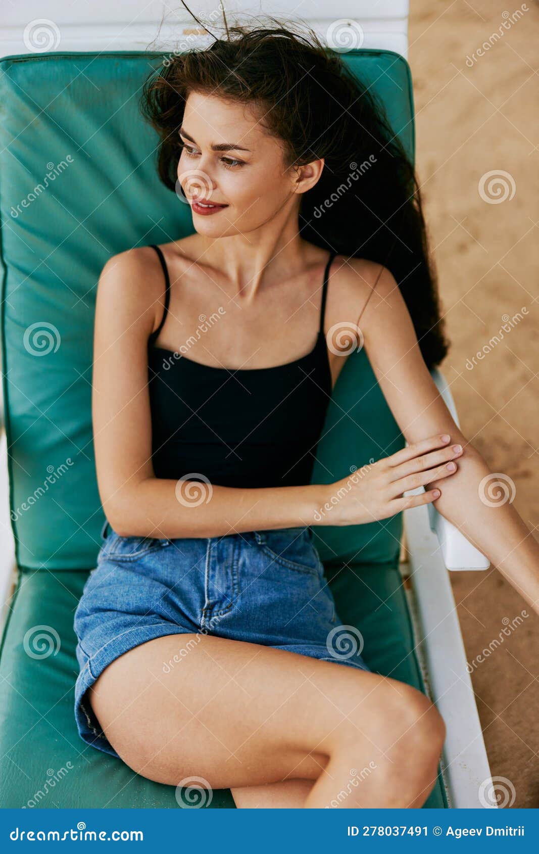 Sunbed Woman Resort Vacation Lifestyle Beach Sand Ocean Lying Sea
