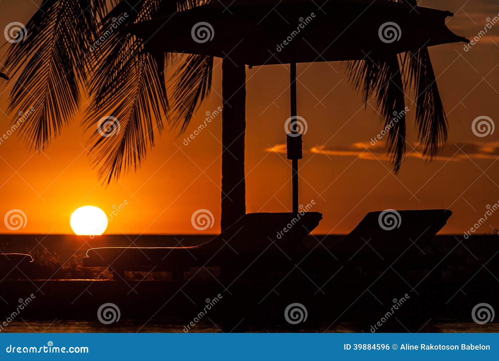 Sunbeds at sunset stock photo. Image of shadow, romantic - 39884596