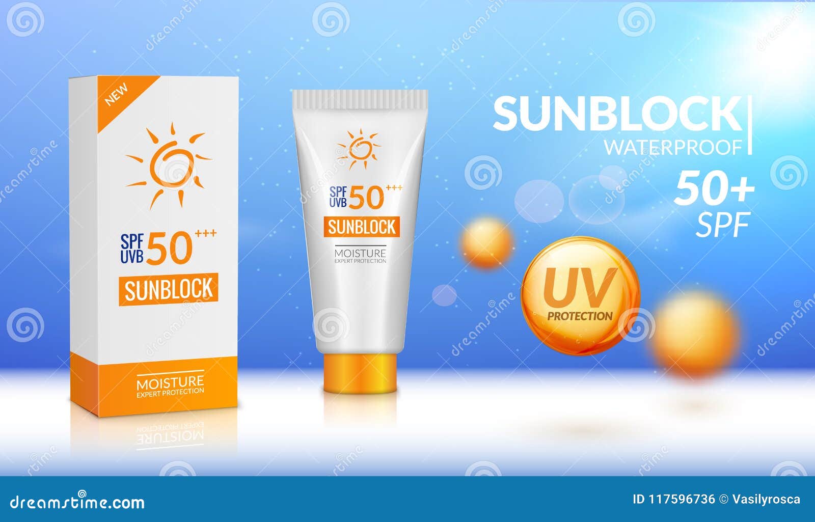 Sunblock Ad Template. Sun Protection Cosmetic Stock Vector ...