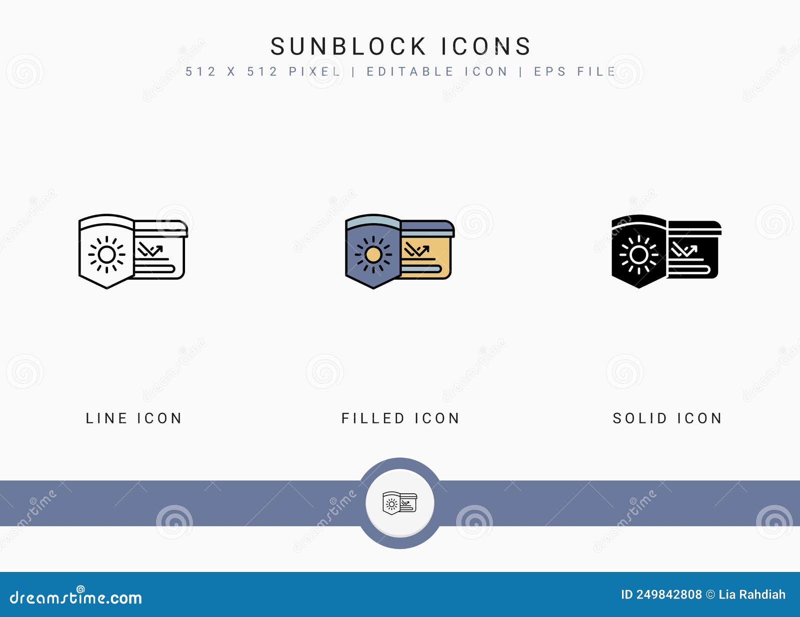 Sunblock Icons Set Vector Illustration with Solid Icon Line Style ...