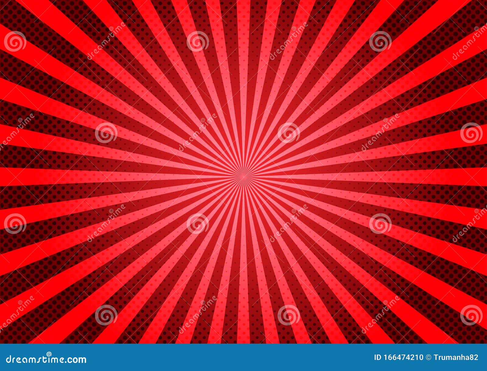 Red Comic Background with Zoom Effect and Halftone Dots Pattern Stock ...