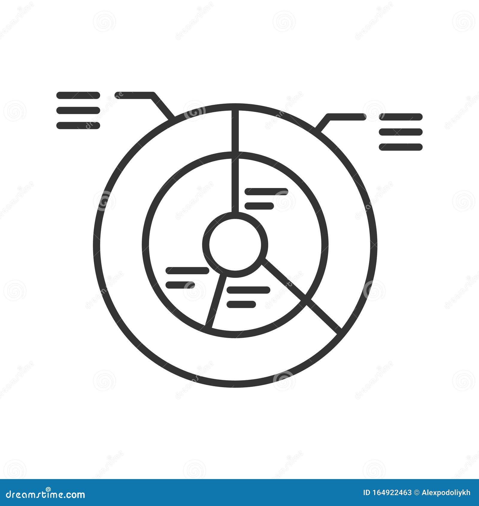 Sunburst Chart Line Black Icon. Record Keeping Concept. Visual ...