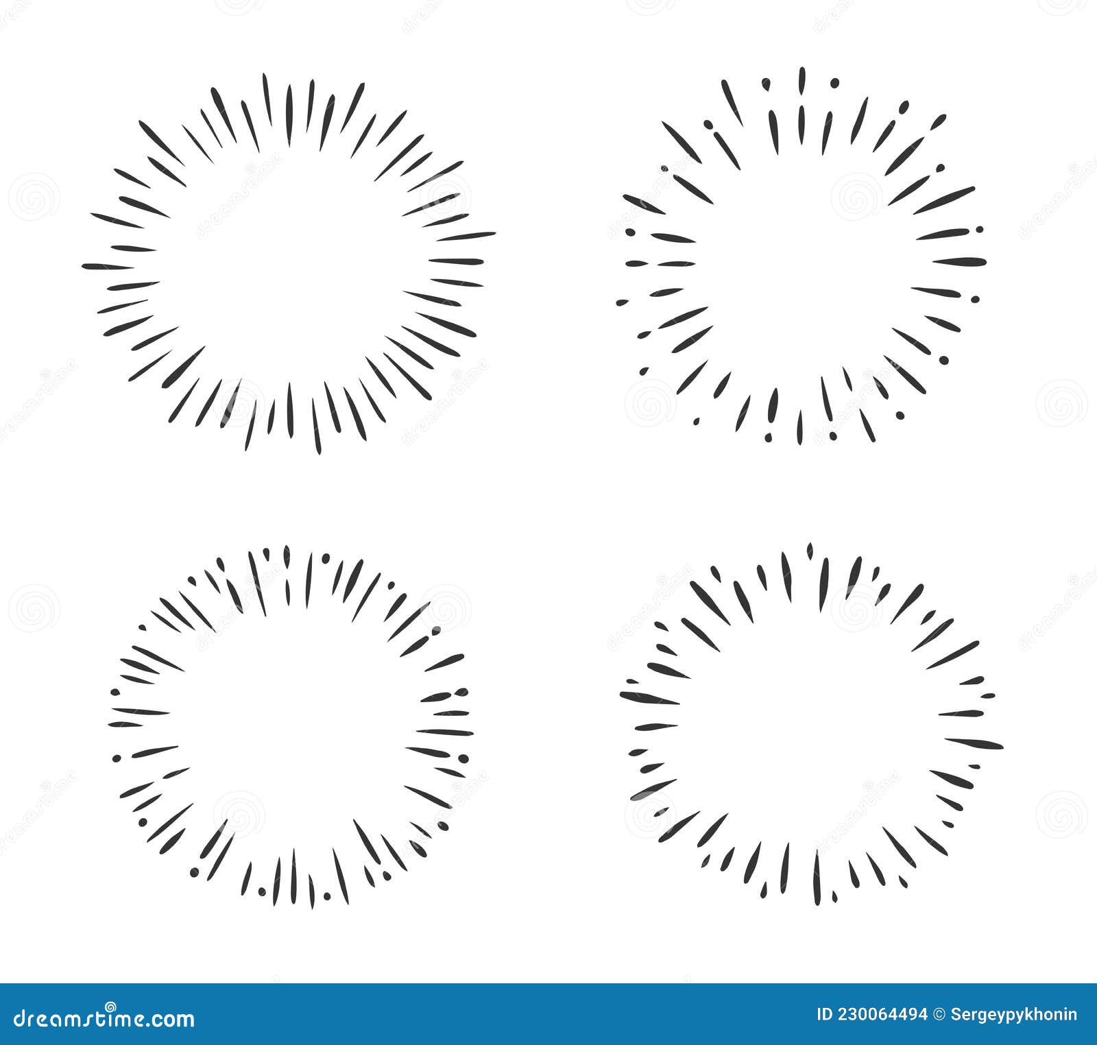 Sunburst Circle Vector Illustration. Set of Sun Rays Frames Retro ...