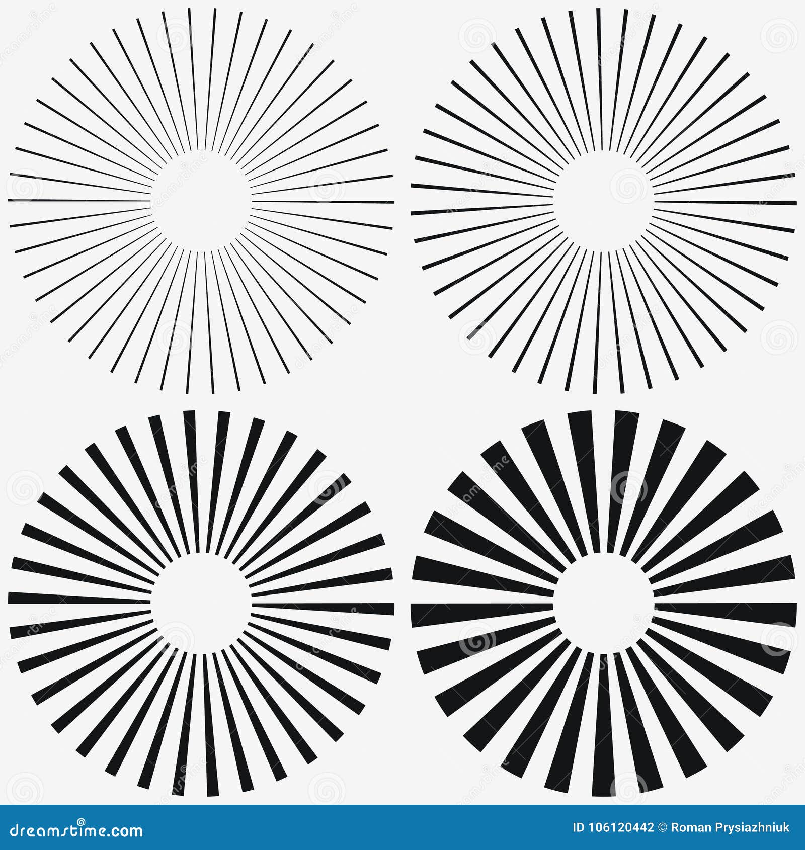 Sunburst Element Starburst Radial Stripes Set Of Ray Beam Vector