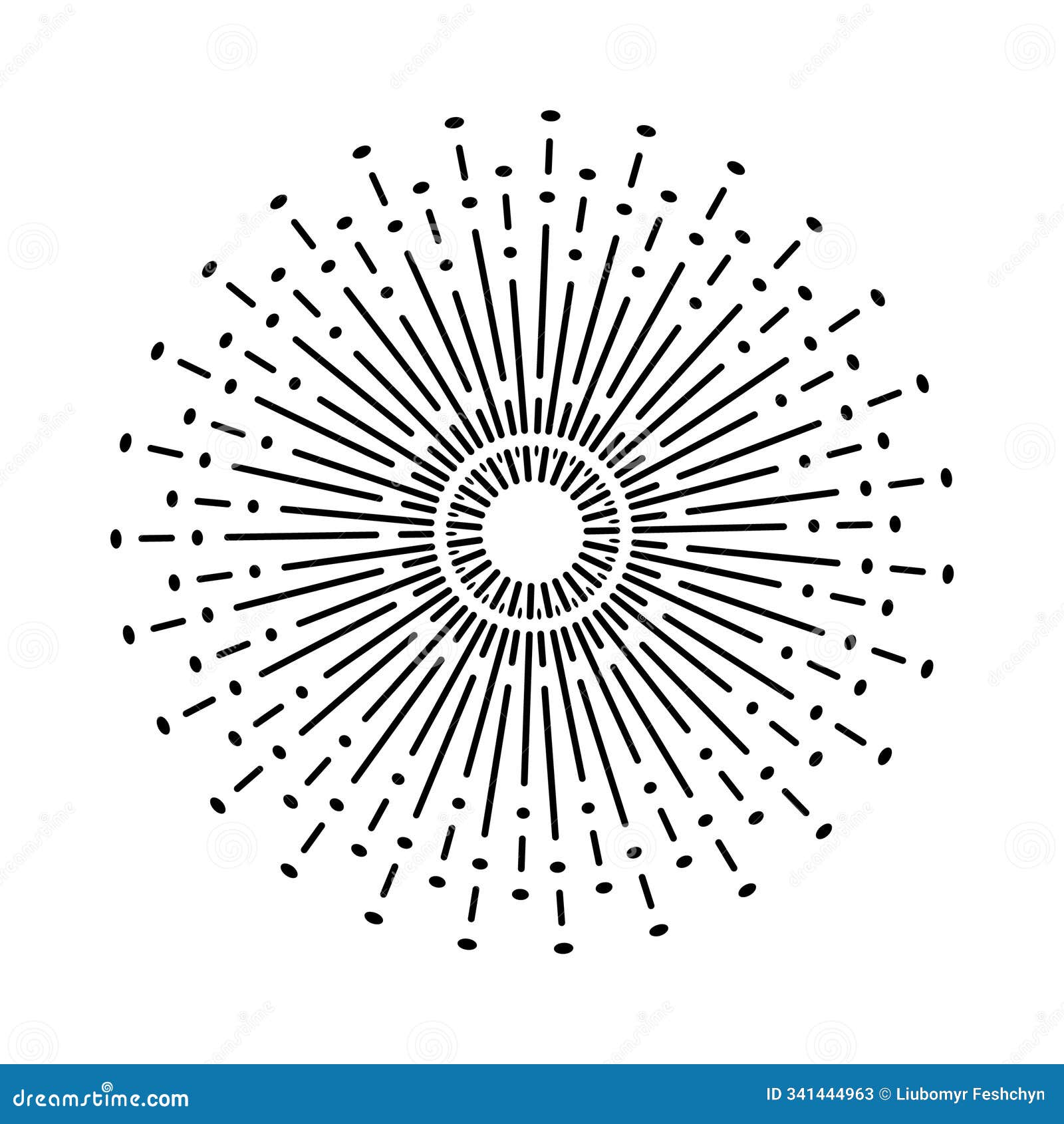 Sunburst Firework Explosion, Bursting Or Light Rays, Linear Drawing ...