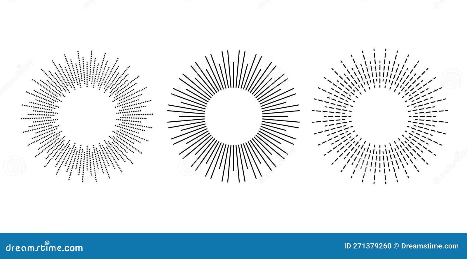 Sunburst Frames Set. Retro Sun Light Rays Element Collection Stock ...
