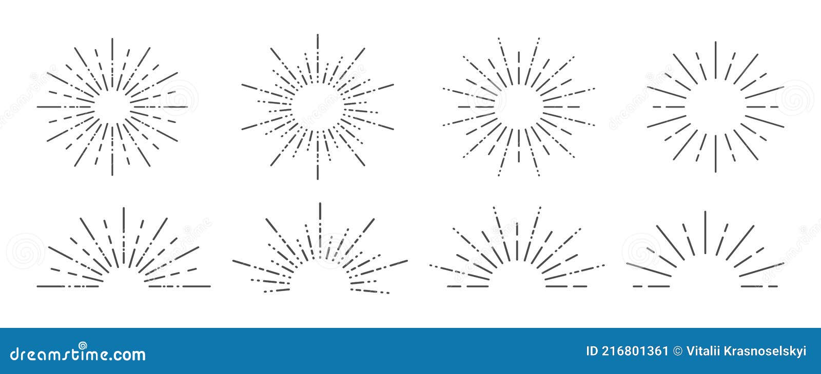 Sunburst Icon. Sunburst Set on a White Background. Collection of Sun ...