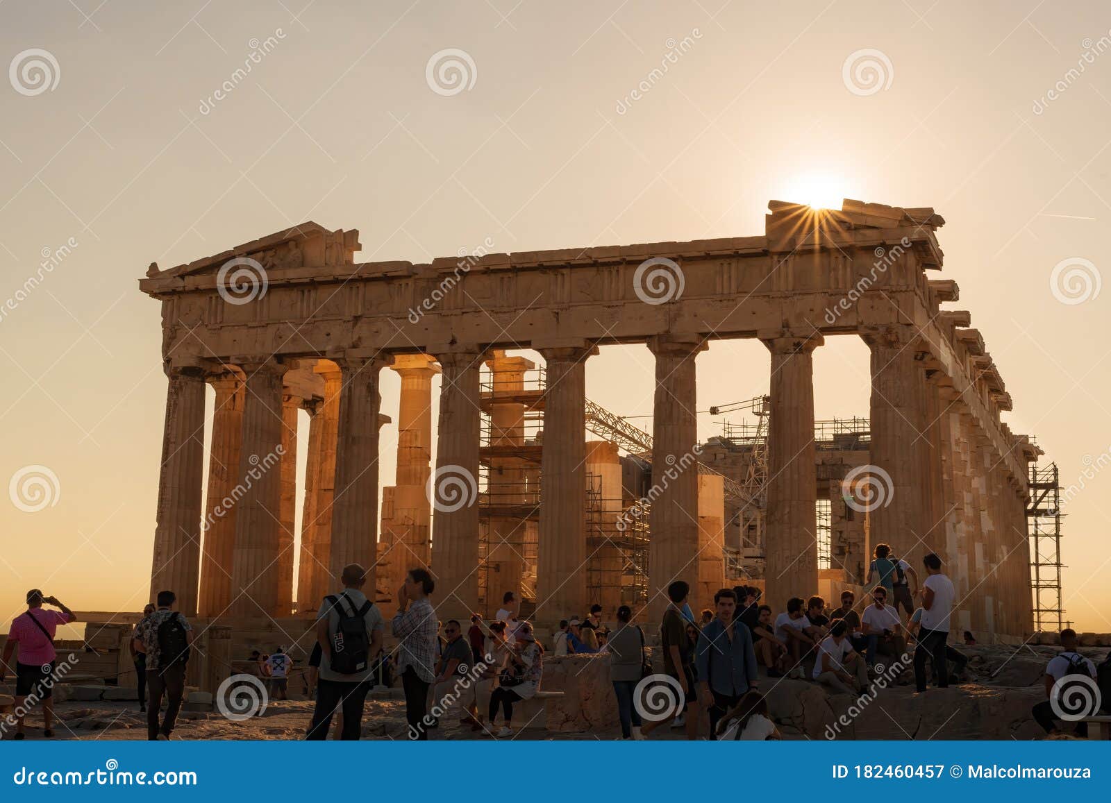 Sunburst on the Parthenon editorial photography. Image of greece ...
