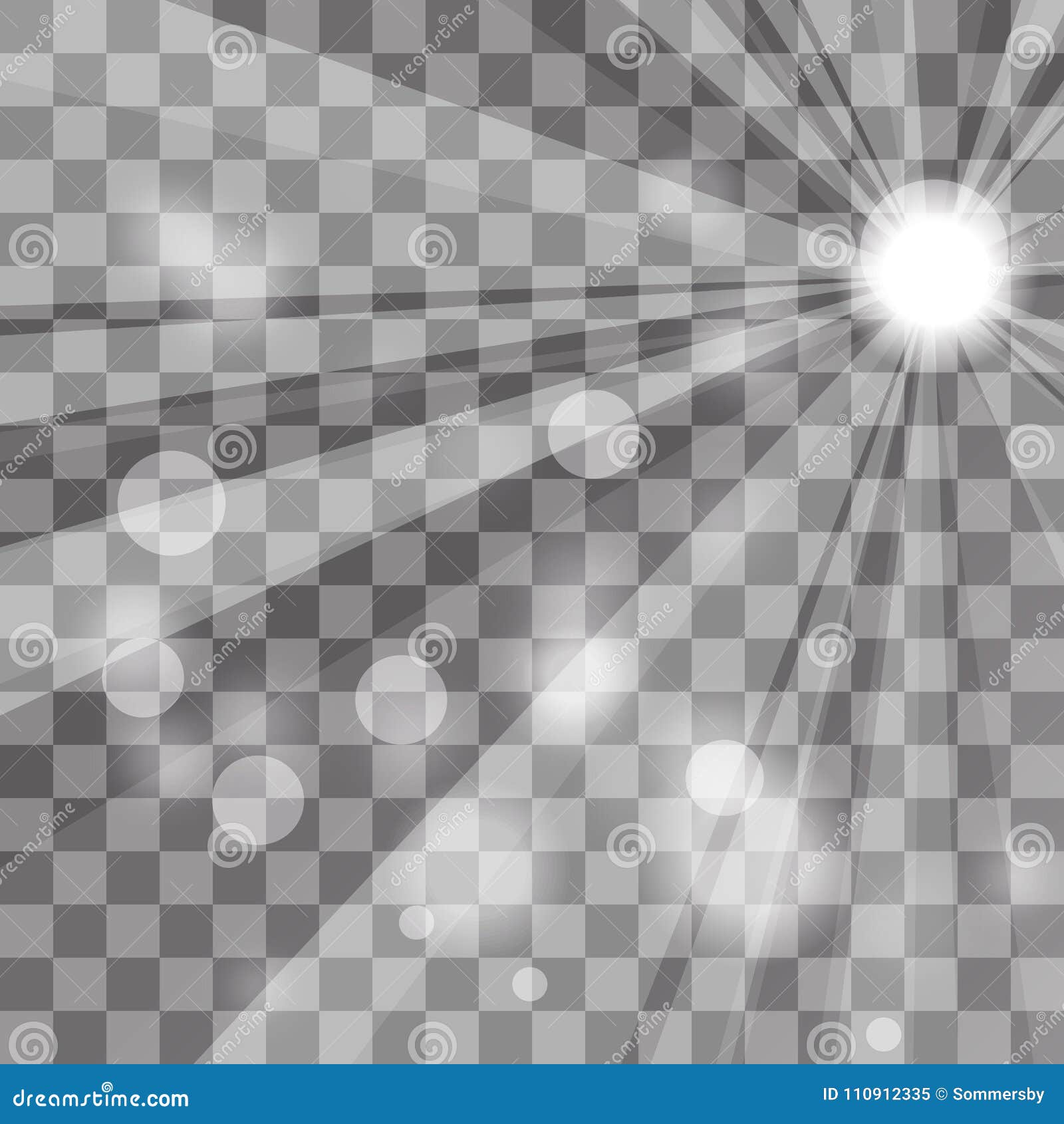 Sunburst Rays with Blur Lights on Chequered Background Stock Vector ...