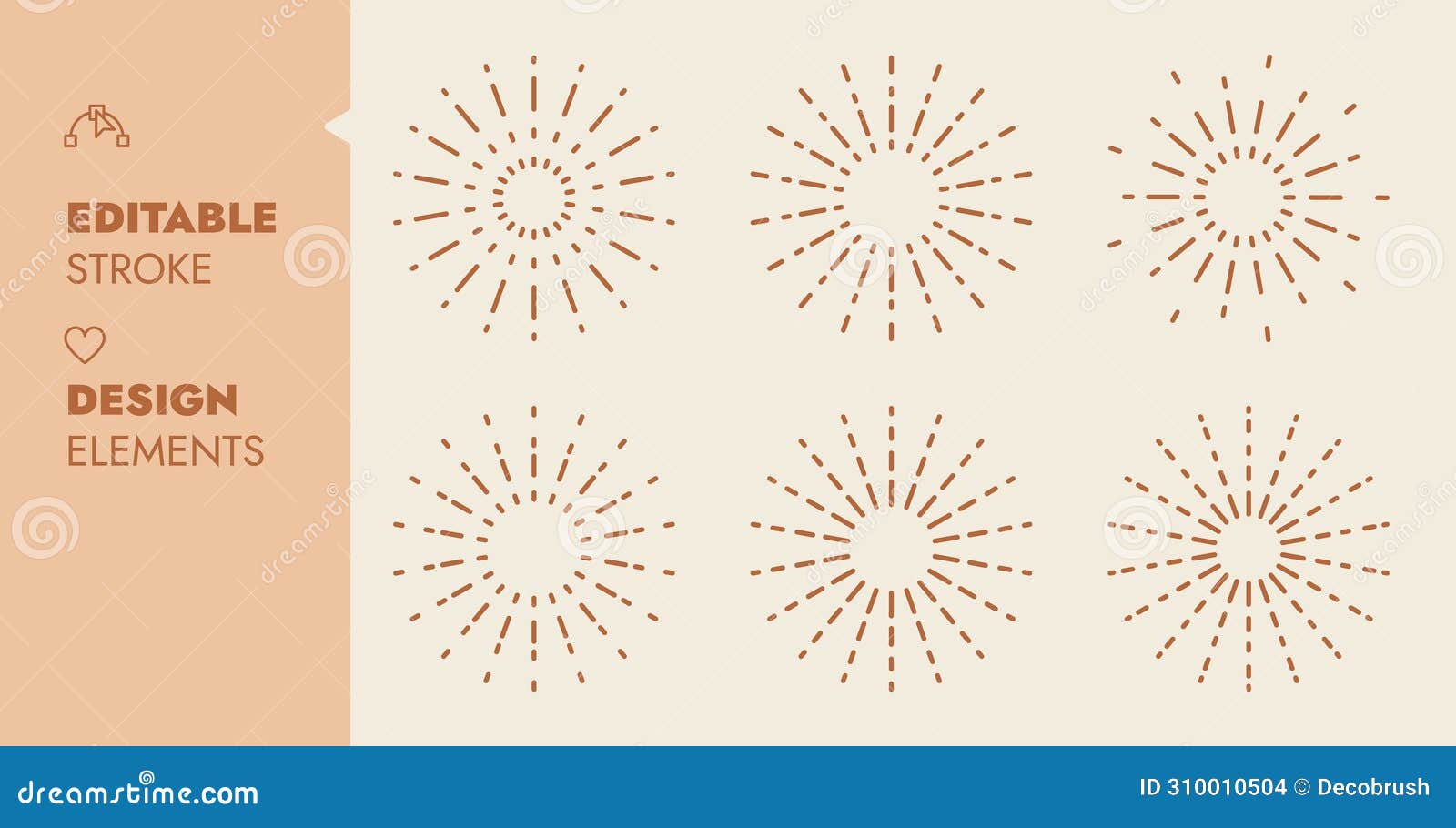 Sunburst Rays Design Elements, Sun Rays Decorative Frames. Vector ...