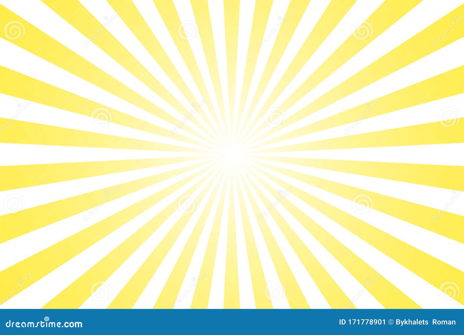 Sunburst Retro Sun Rays Yellow Background Abstract Summer Sunny Stock