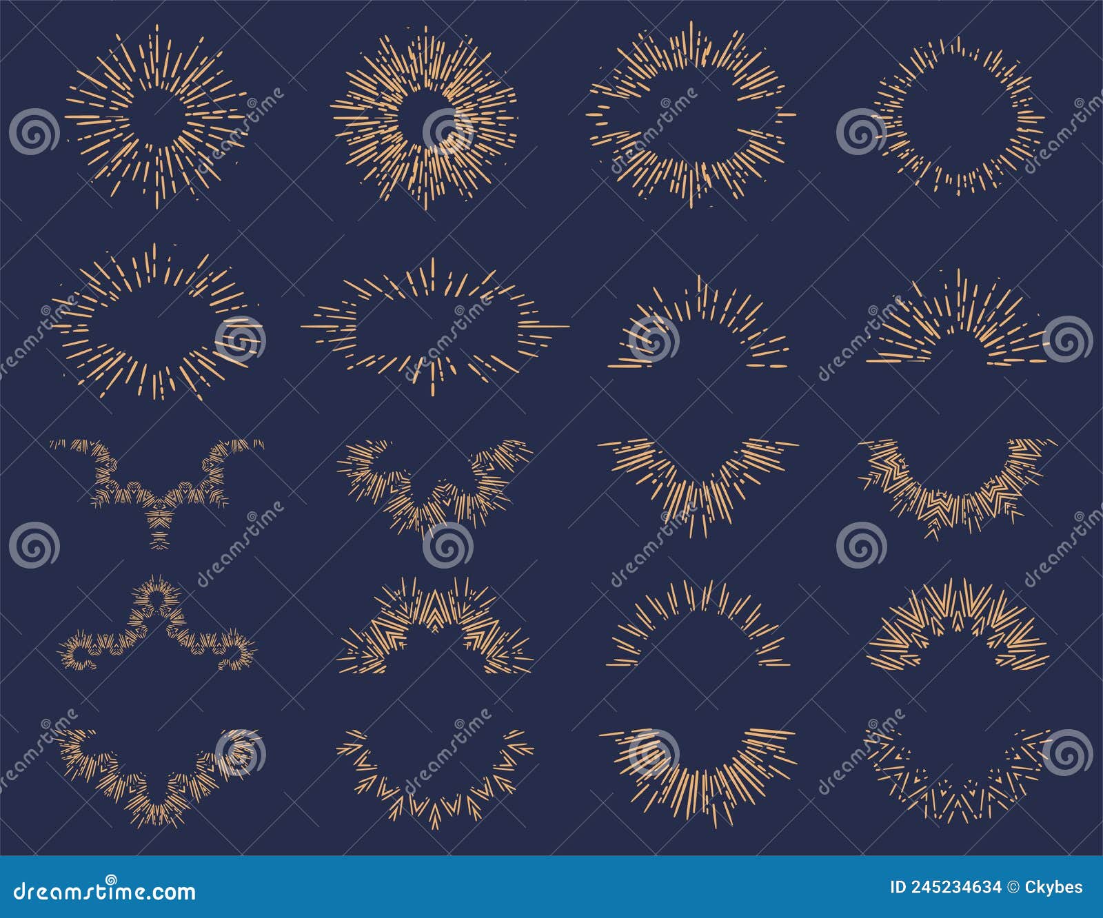 Sunburst Set. Starburst Elements Collection Stock Vector - Illustration ...