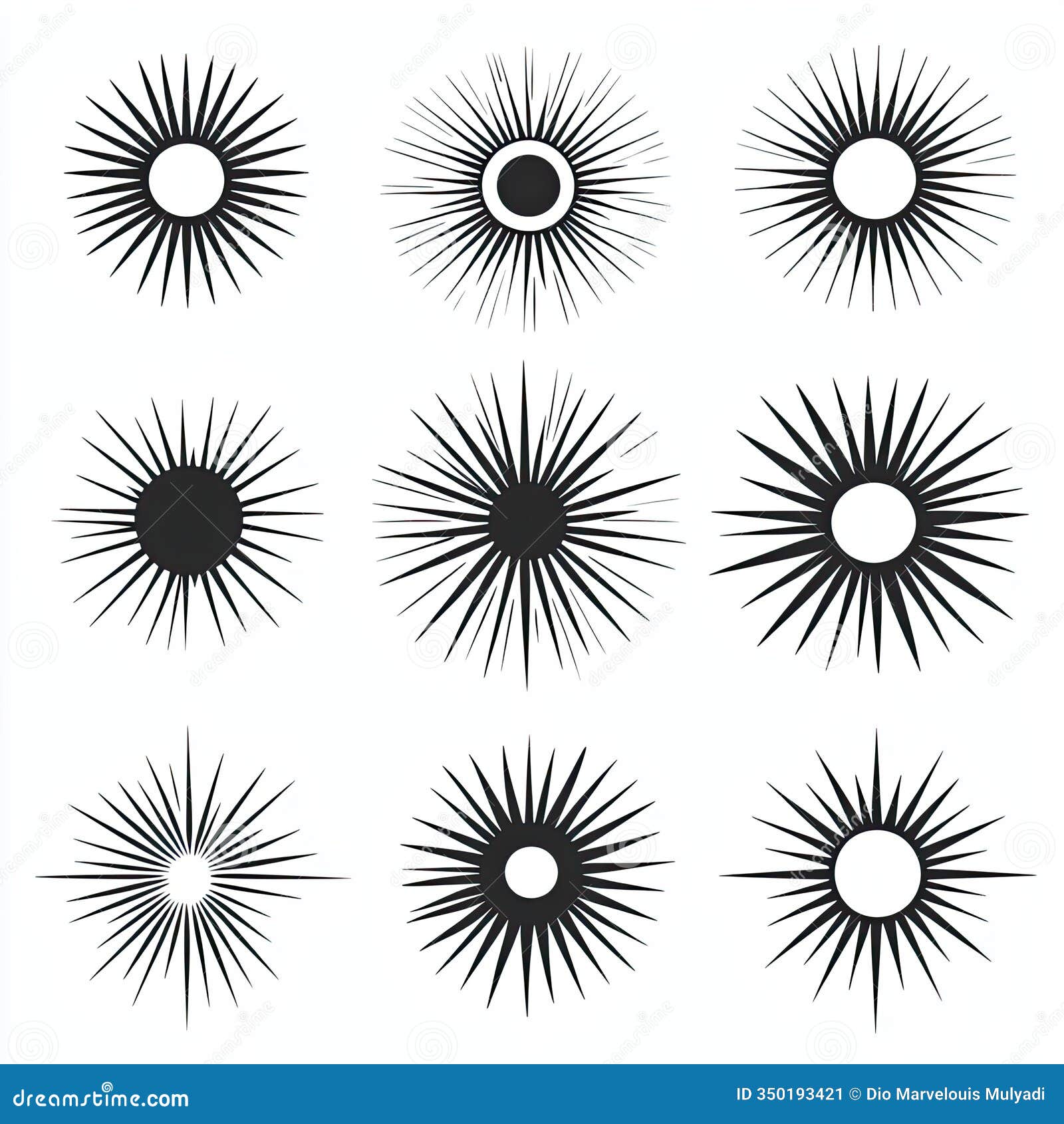 Sunburst Shapes, Design Elements, Vector Graphics Stock Illustration ...