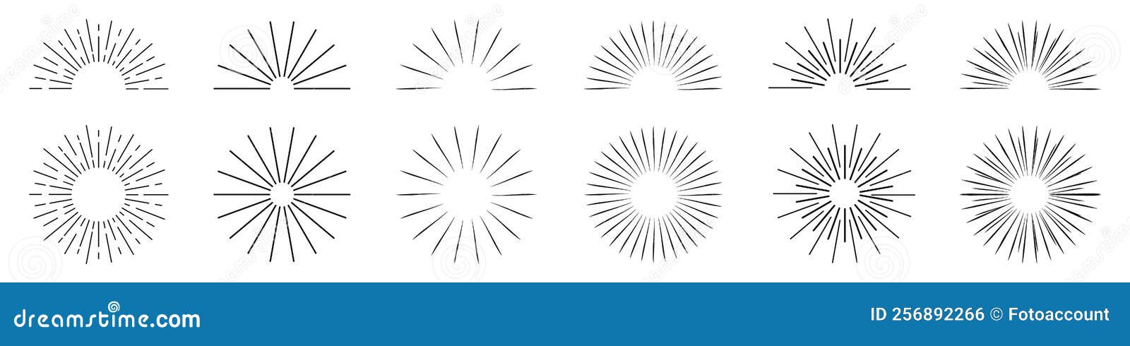 Sunburst or Starburst Element Set - Different Vector Illustrations ...