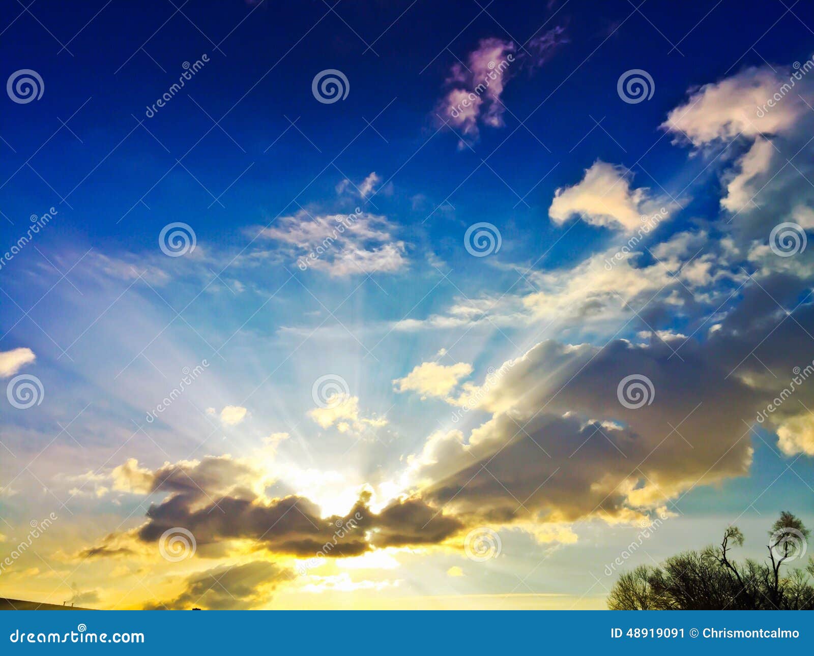 Sunburst stock image. Image of sunburst, clouds, rays - 48919091