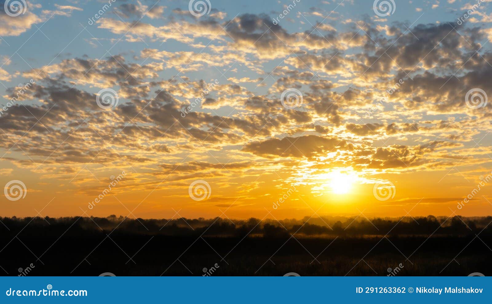 Sunburst: Sun Rising with Stunning Clouds Stock Illustration ...