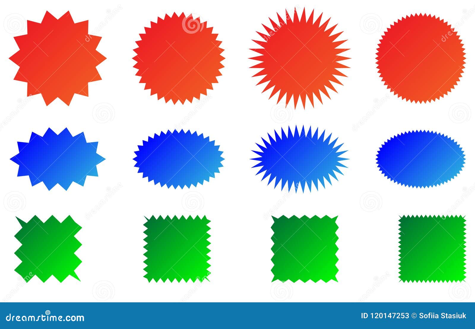 Colorful Sunburst Vector Badges Set Stock Vector - Illustration of ...
