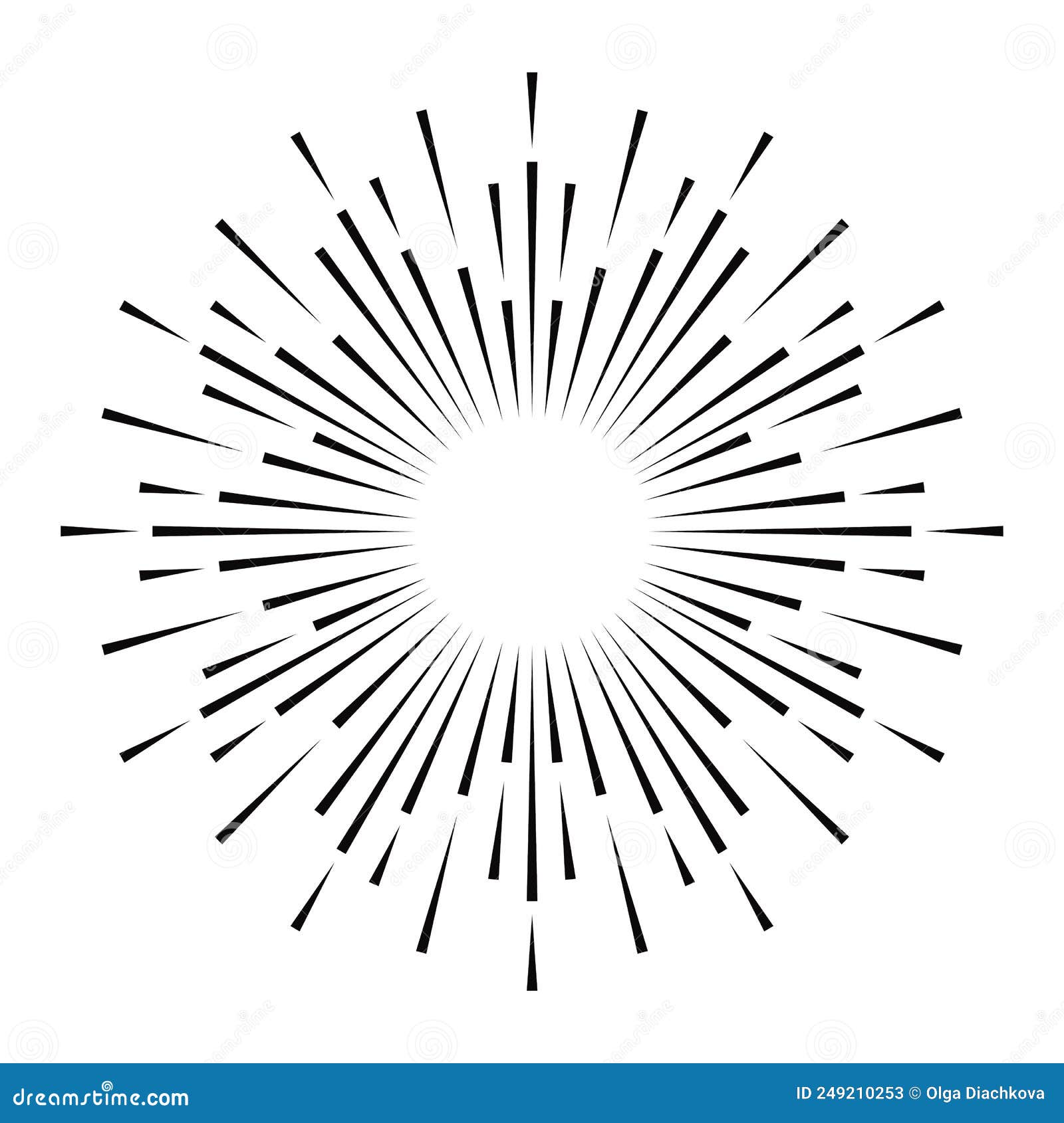 Sunburst Vector Hand Draw Style Black Color Stock Vector - Illustration ...