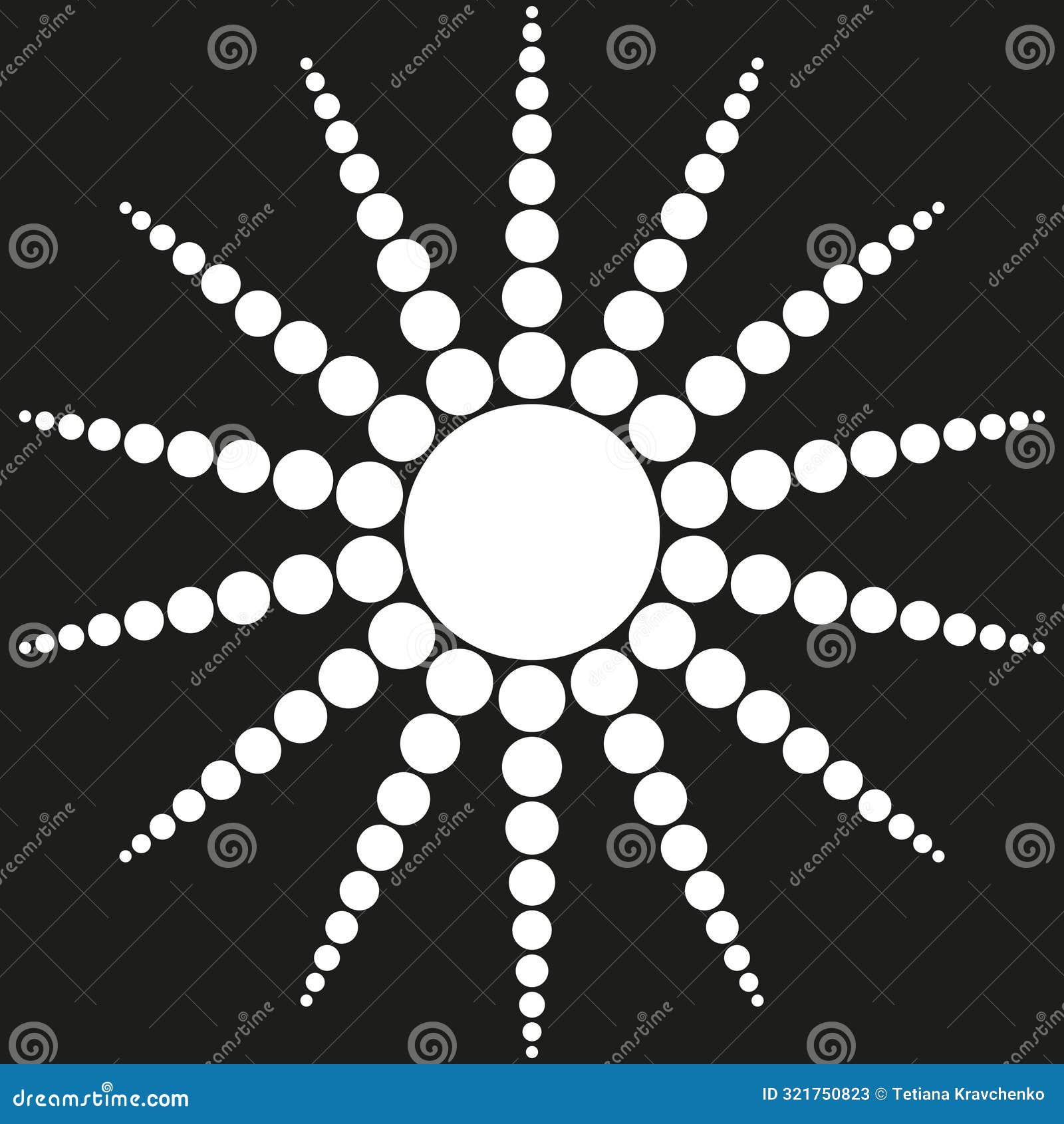 Sunburst Vector Icon. Circular Dot Pattern. Radiating White Dots on ...