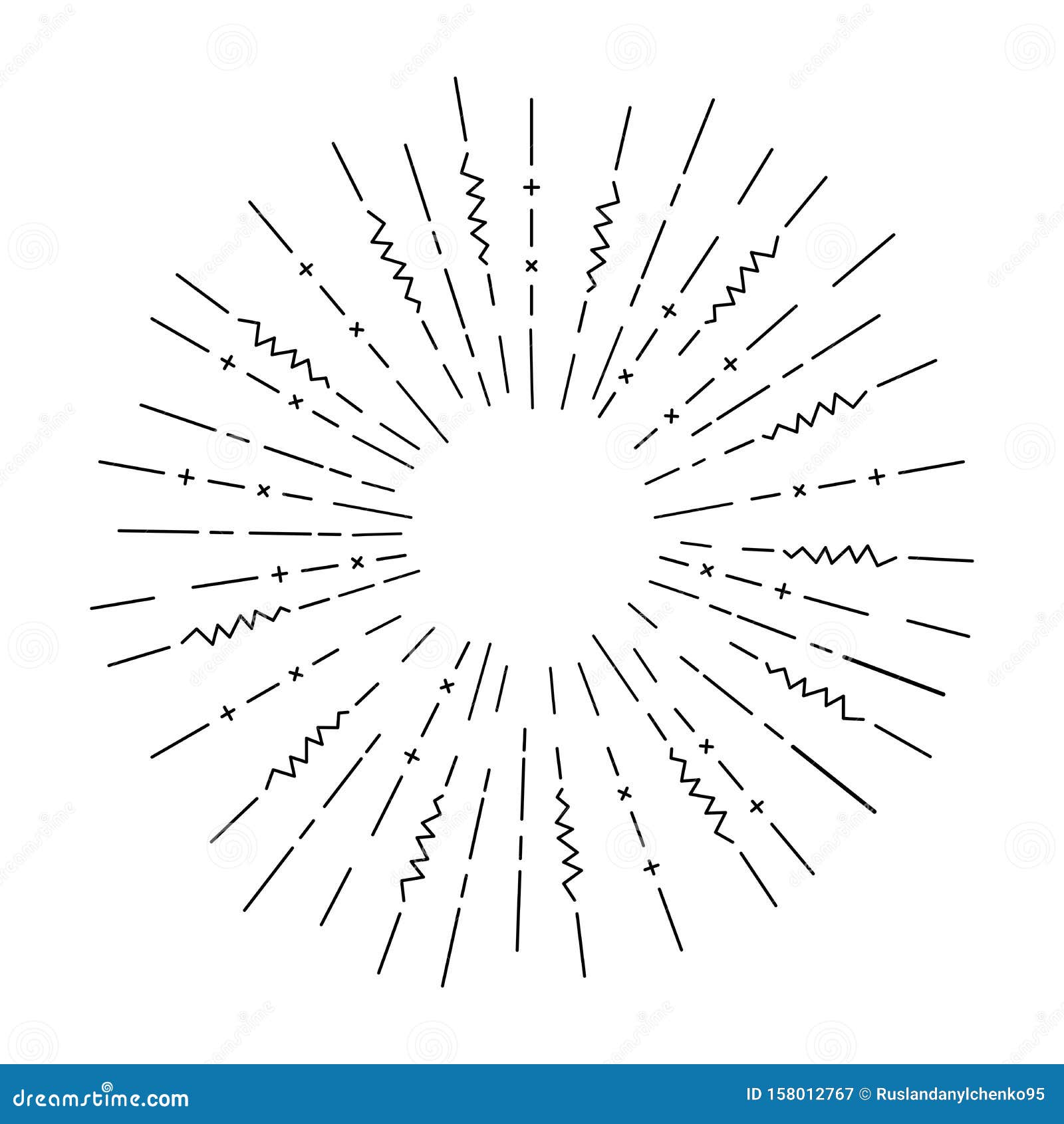 Sunburst Vintage Set. Abstract Shape, Blank Template, Retro Bursting ...