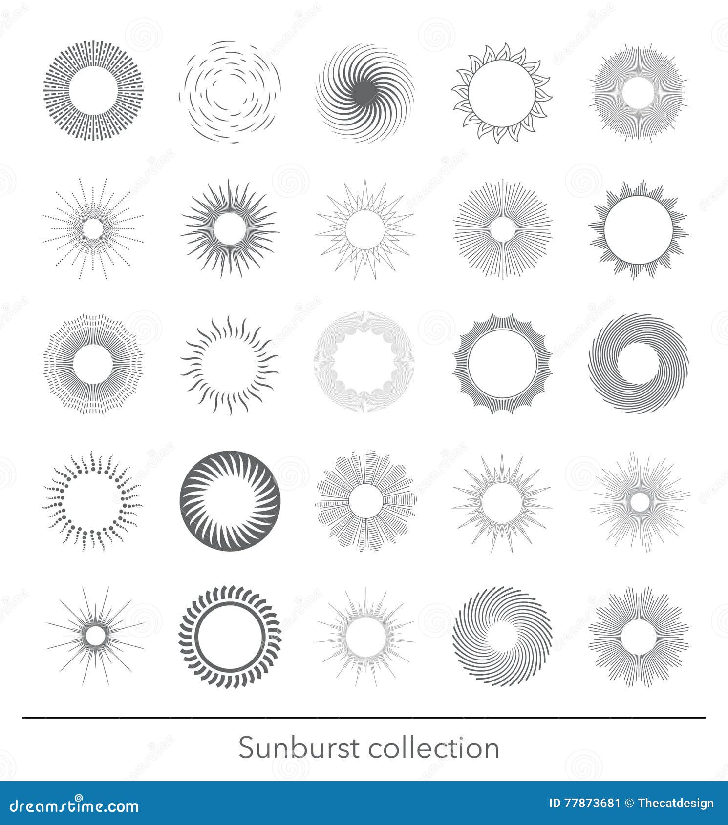Sunbursts Collection. Vector. Stock Vector - Illustration of graphic ...