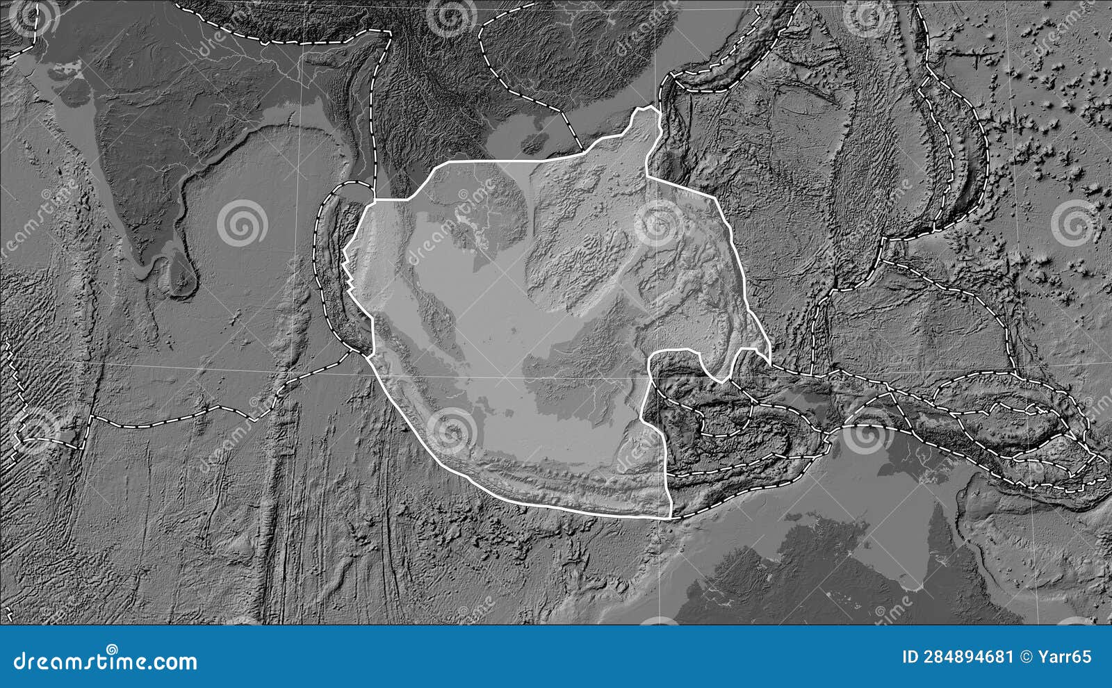 Sunda Plate - Boundaries. Bilevel Map Stock Illustration - Illustration ...