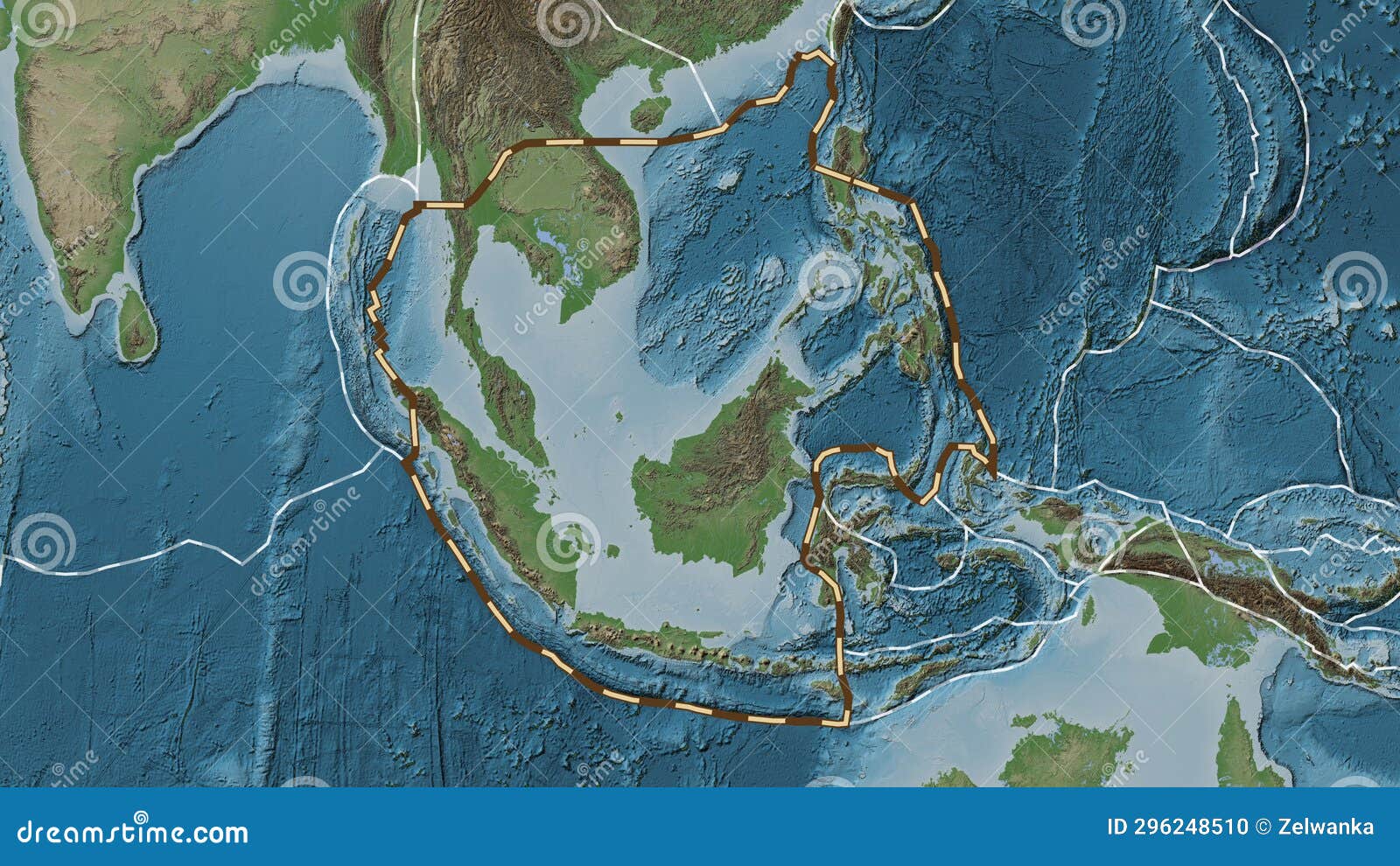 Sunda Plate Dashed. Fahey. Topografic Stock Illustration - Illustration ...