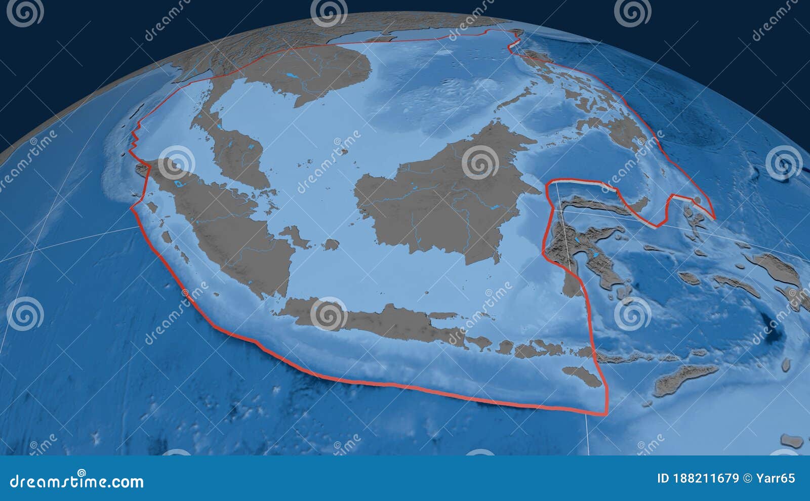 Sunda Plate Extruded - Topo and Bathy Stock Illustration - Illustration ...