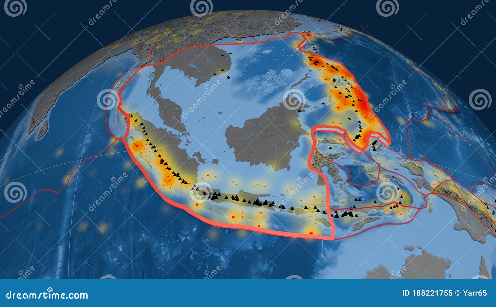 Sunda Plate Extruded - Topo and Bathy Stock Illustration - Illustration ...