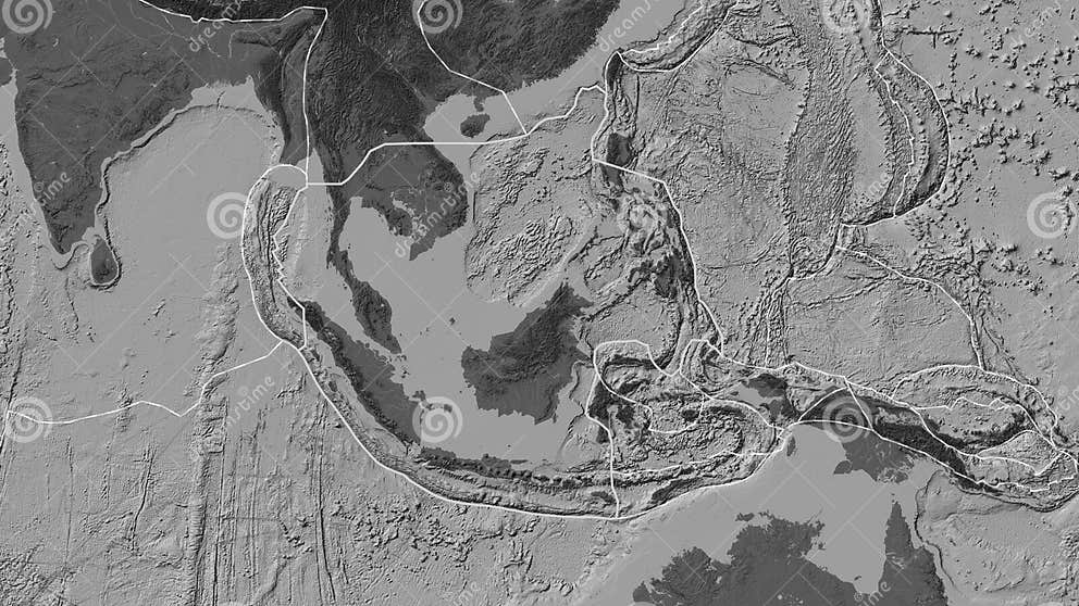Sunda Plate Outlined. Eckert III. Bilevel Stock Illustration ...