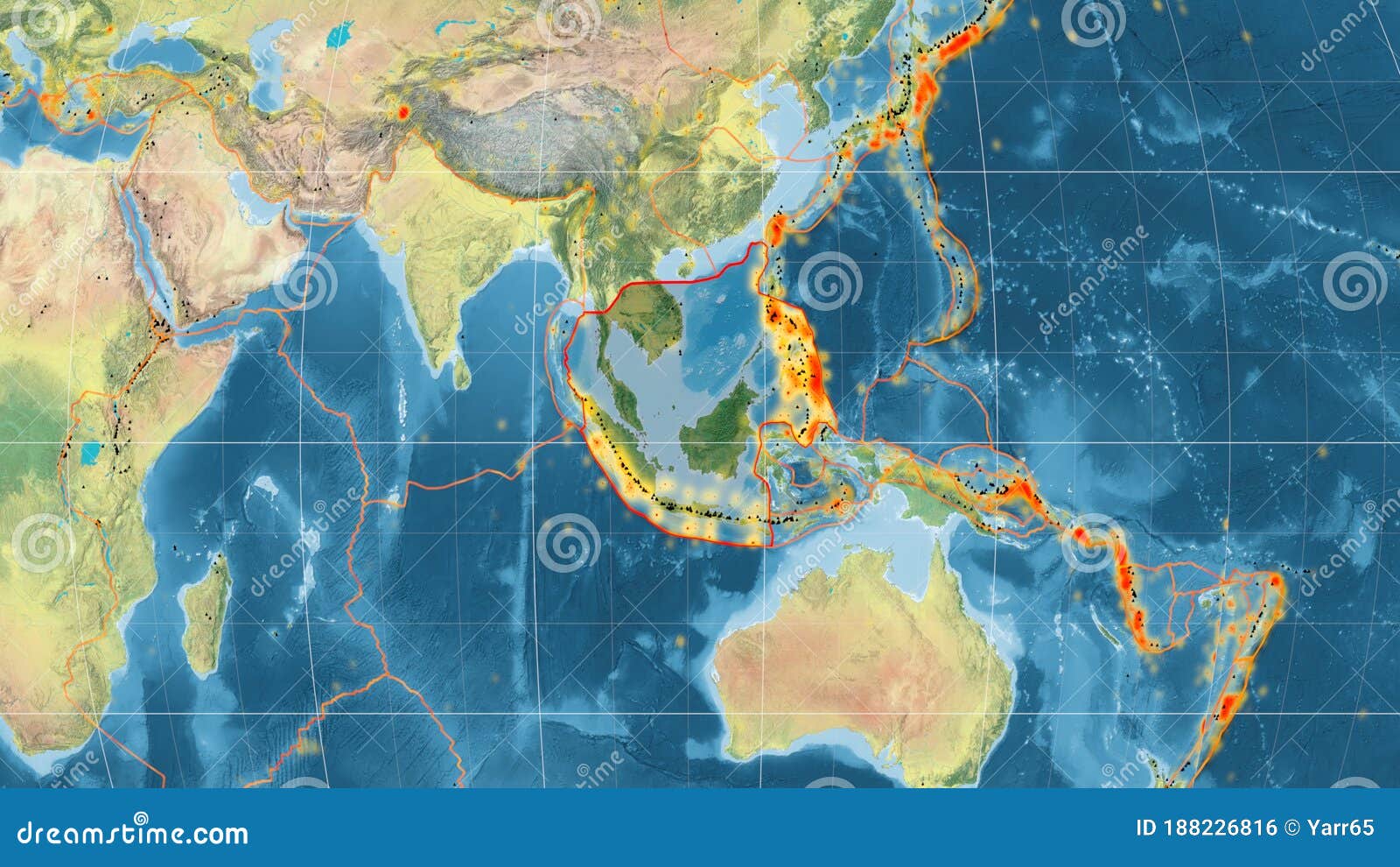 Sunda Plate Outlined, Kavrayskiy Projection - Topographic Stock ...