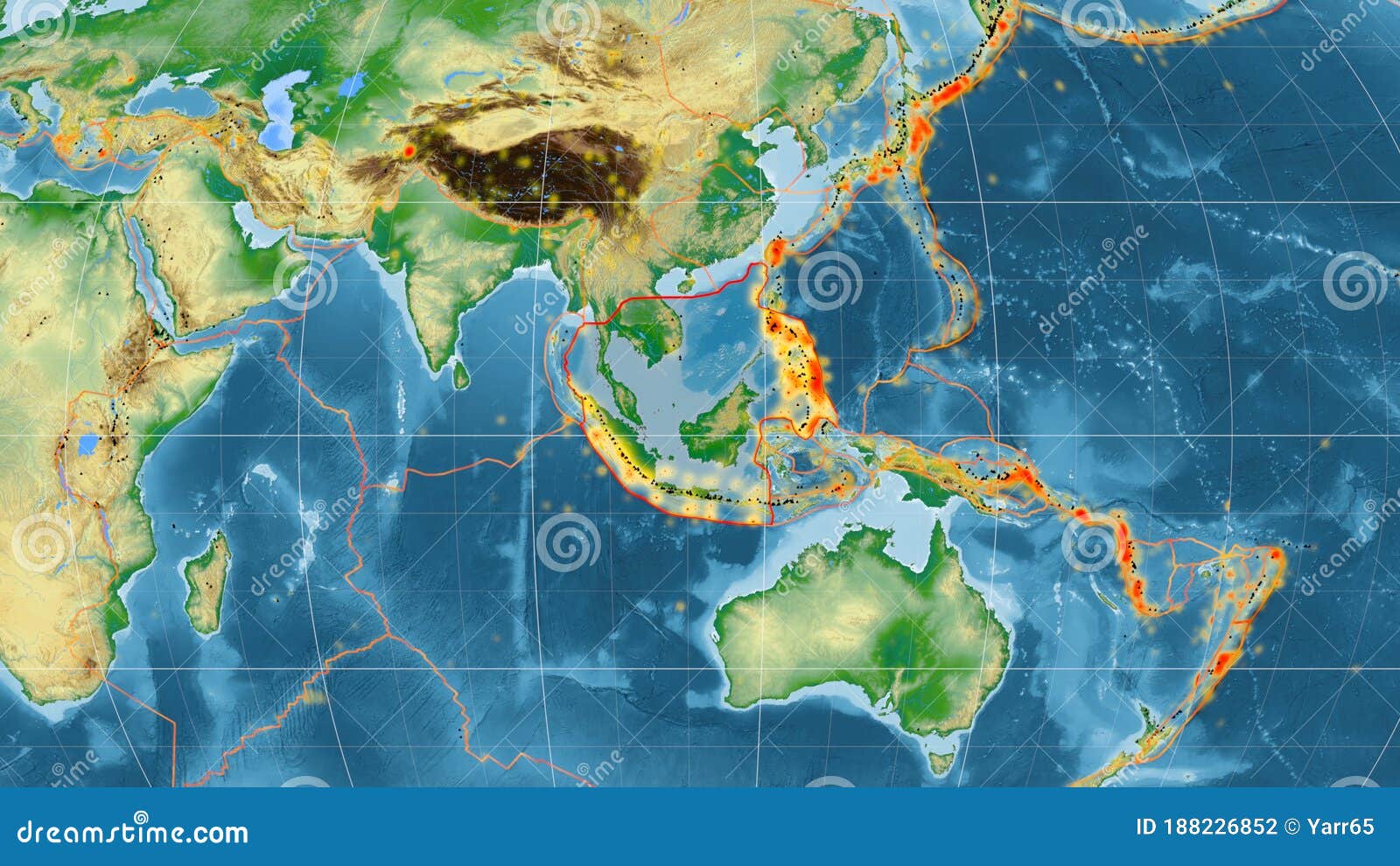 Sunda Plate Outlined, Mollweide Projection - Physical Stock ...