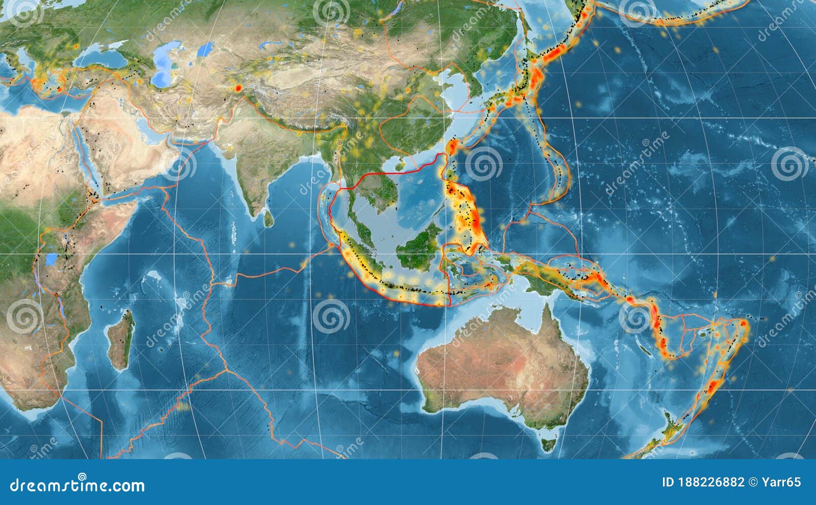 Sunda Plate Outlined, Mollweide Projection - Satellite Stock ...