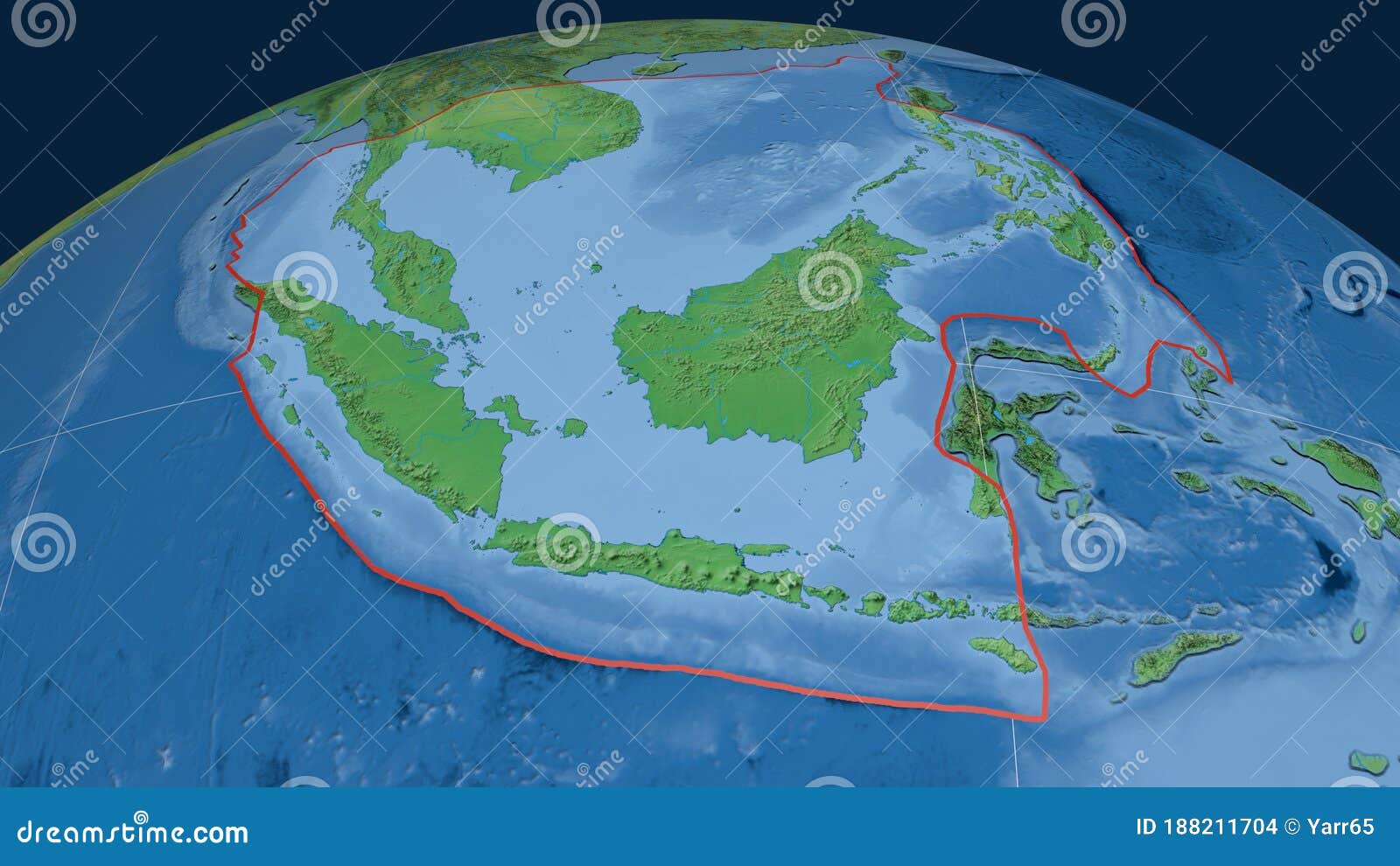 Sunda Plate Outlined - Natural Earth Stock Illustration - Illustration ...