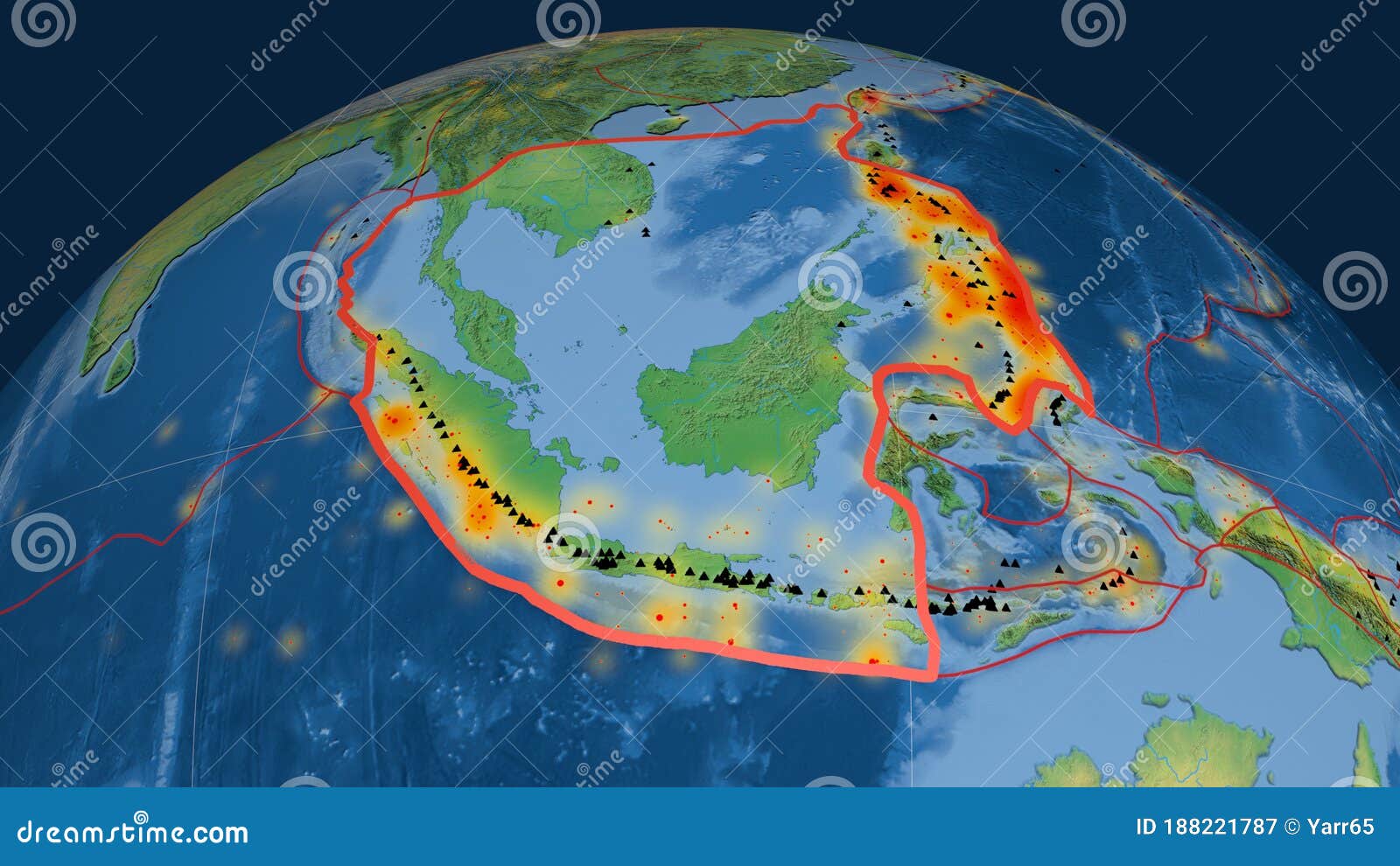 Sunda Plate Outlined - Natural Earth Stock Illustration - Illustration ...