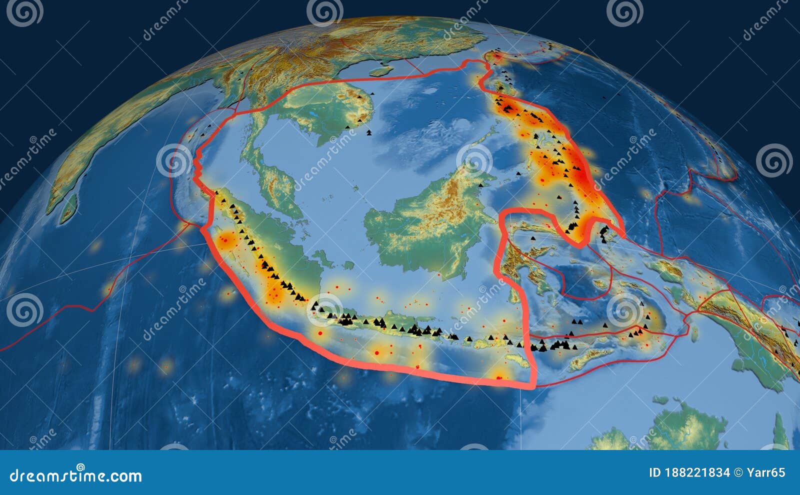 Sunda Plate Outlined - Relief Stock Illustration - Illustration of core ...