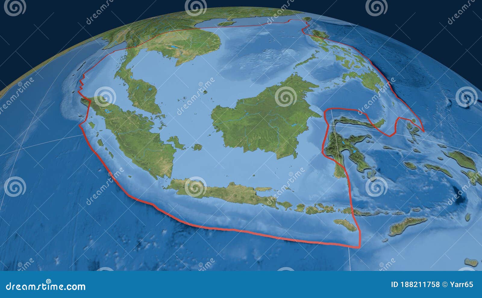 Sunda Plate Outlined - Satellite Stock Illustration - Illustration of ...