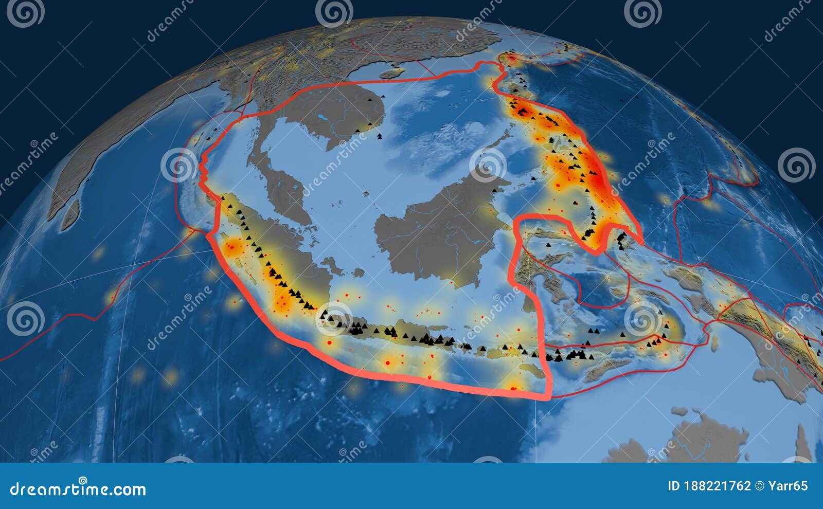 Sunda Plate Outlined - Topo and Bathy Stock Illustration - Illustration ...