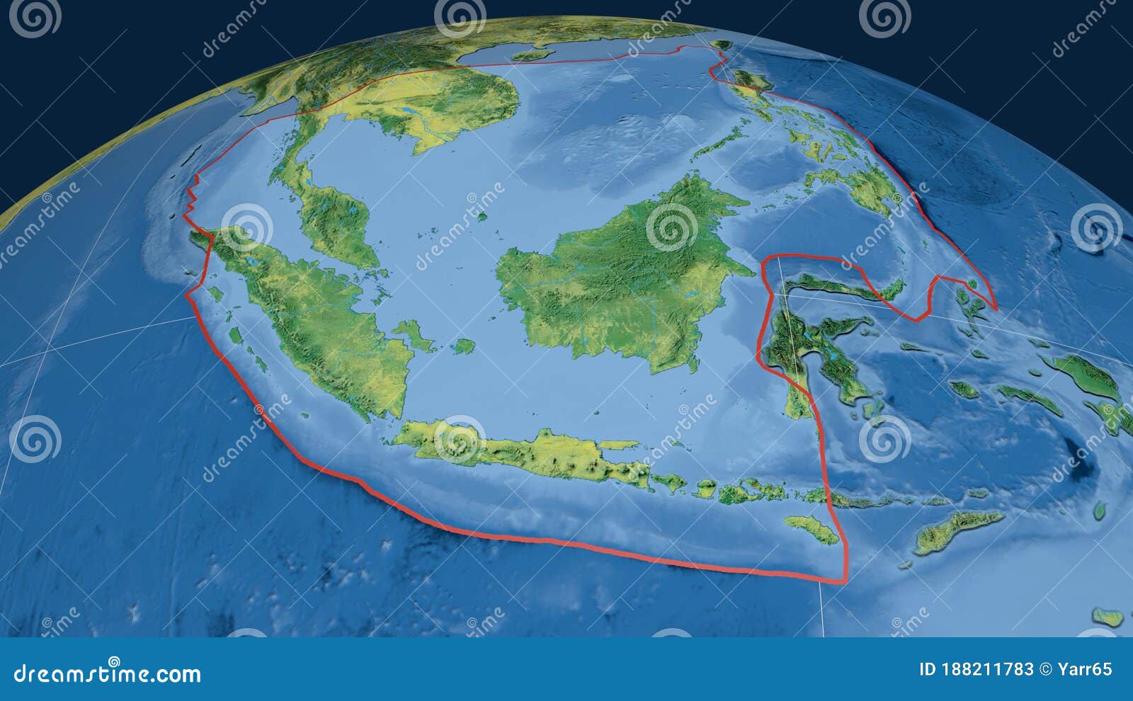 Sunda Plate Outlined - Topographic Stock Illustration - Illustration of ...