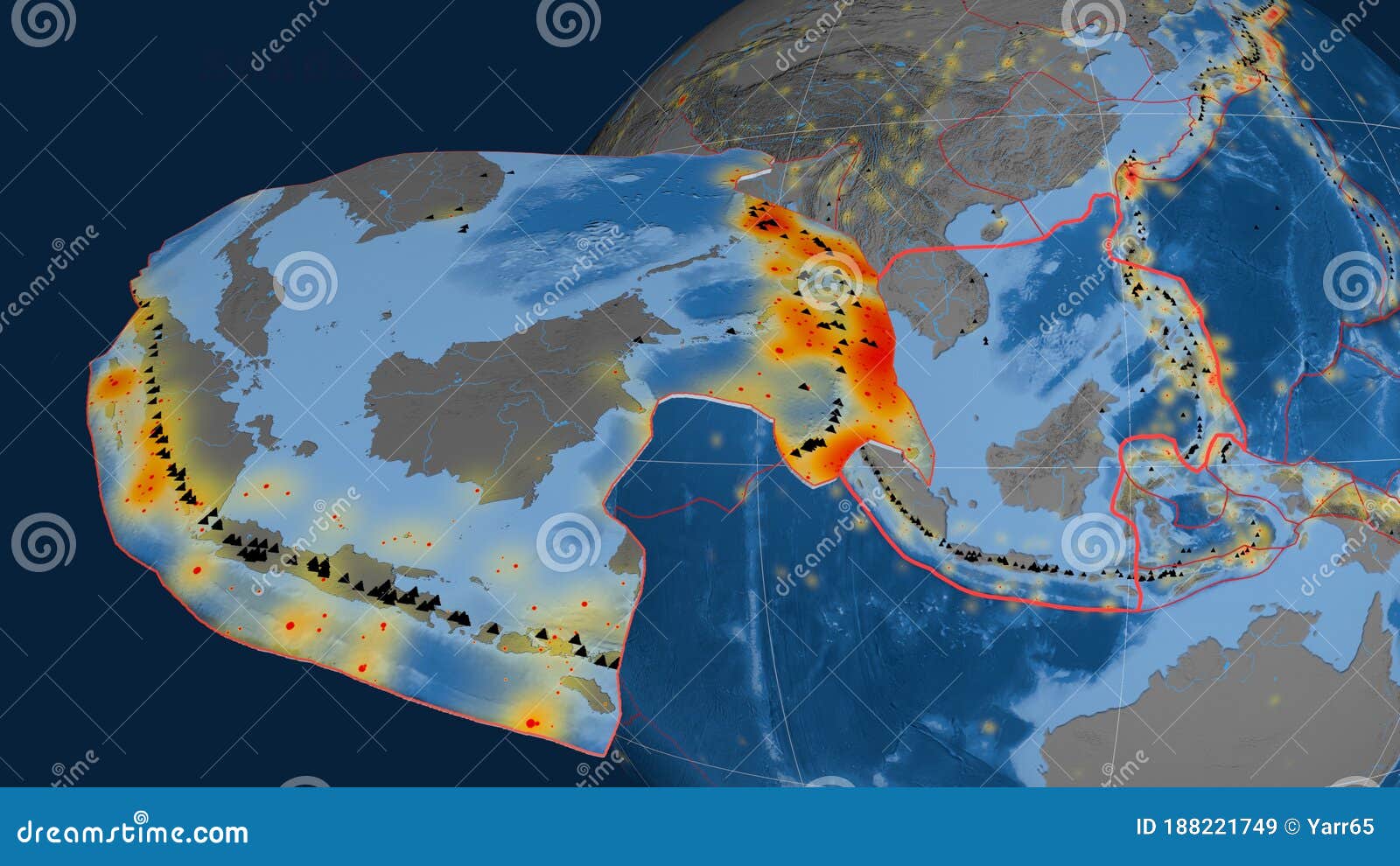Sunda Plate Presented - Topo and Bathy Stock Illustration ...
