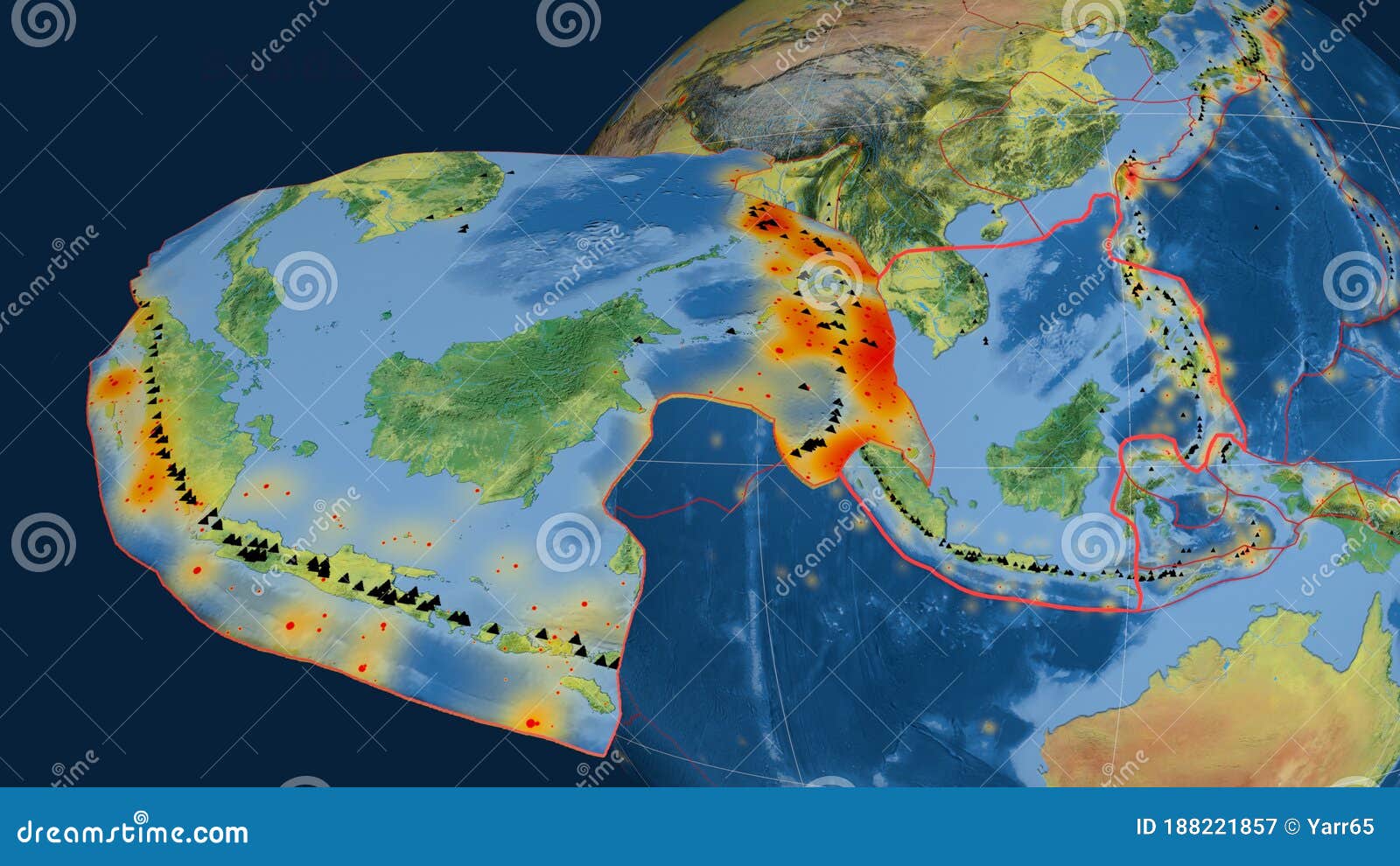 Sunda Plate Presented - Topographic Stock Illustration - Illustration ...