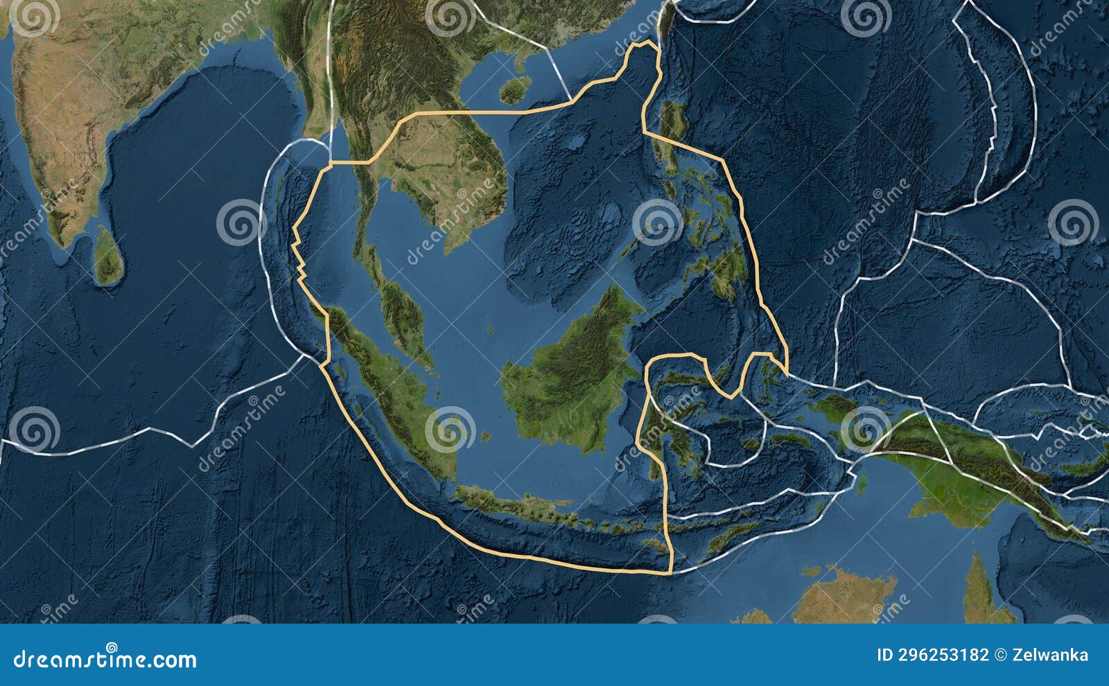 Sunda Plate Outlined. Fahey. Satellite Stock Illustration ...