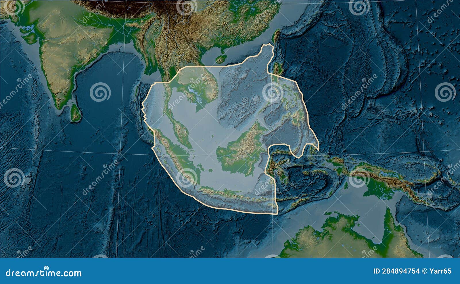 Sunda Tectonic Plate. Physical Map Stock Illustration - Illustration of ...