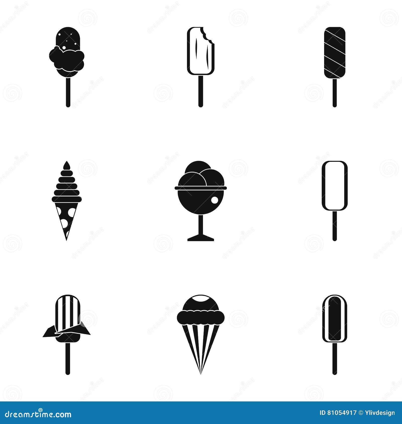Sundae Icons Set, Simple Style Stock Vector - Illustration of milky ...
