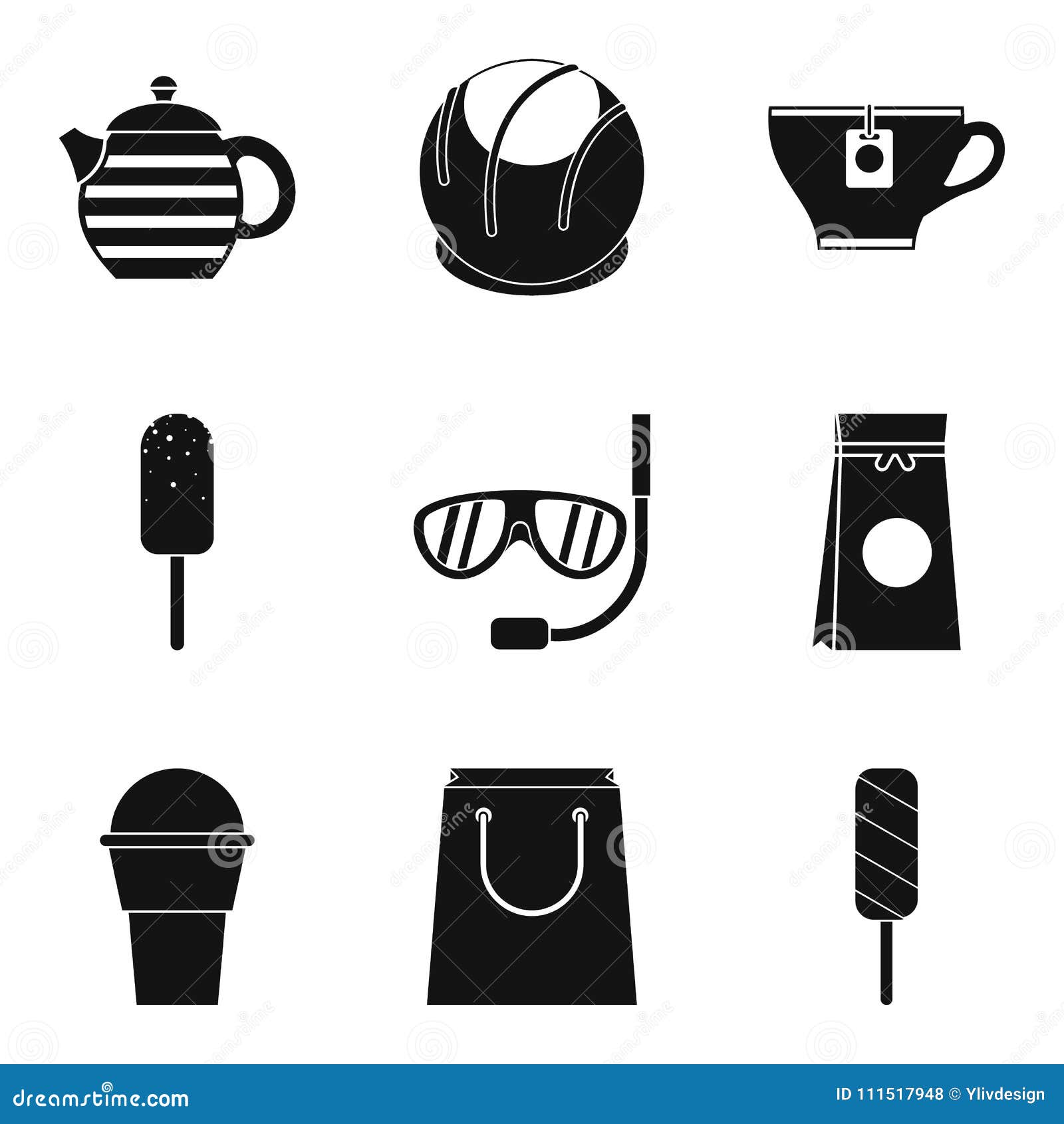 Sundae Icons Set, Simple Style Stock Vector - Illustration of birthday ...